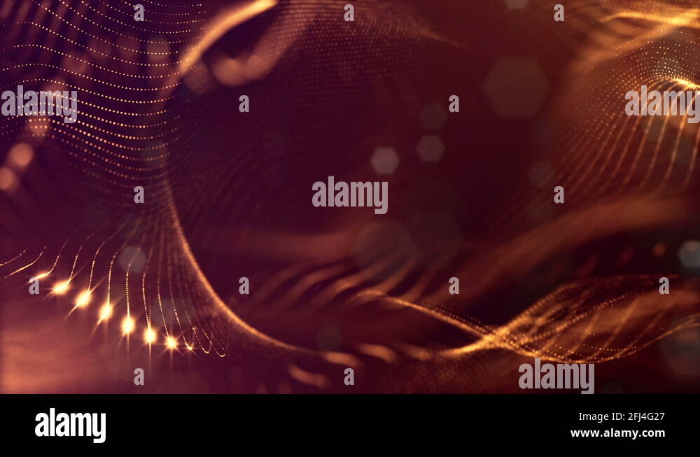 3d loop sci-fi animation with glow particles form rolling strings structures Stock Video Footage ...