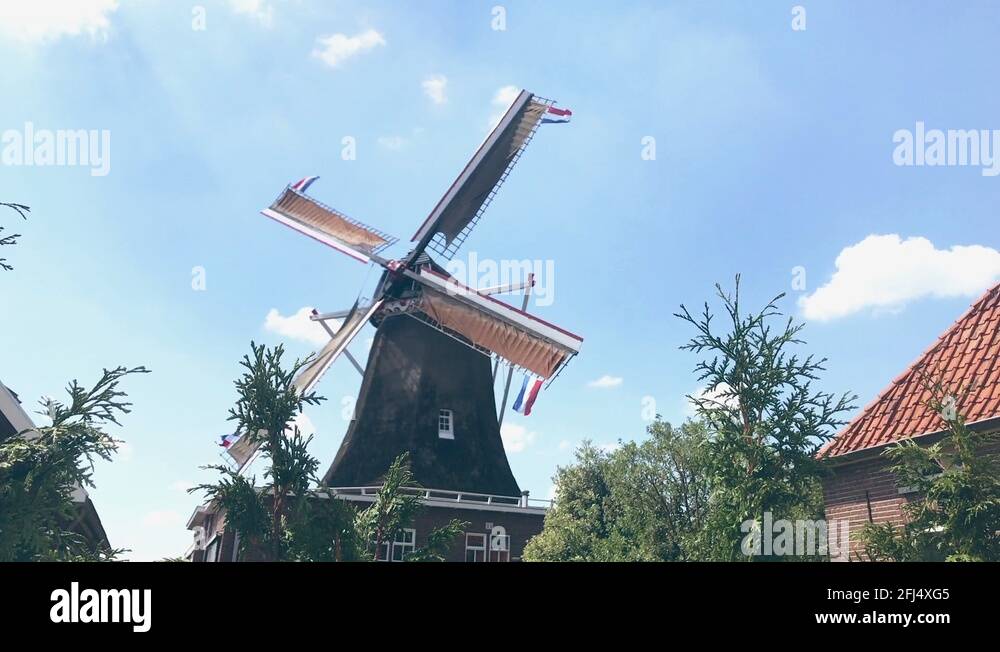 Dutch windmill turning around Stock Video Footage - Alamy