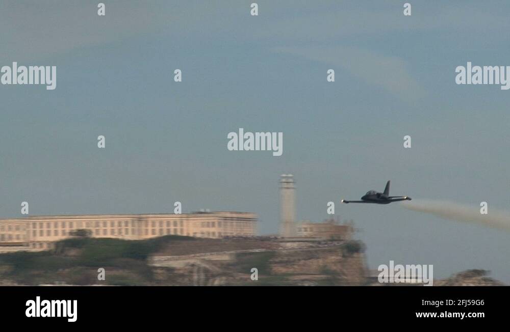 Airplane in front of Alcatraz, San Francisco Stock Video Footage - Alamy