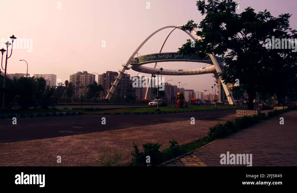 Early morning panning view of Biswa Bangla Gate in Kolkata Stock Video ...