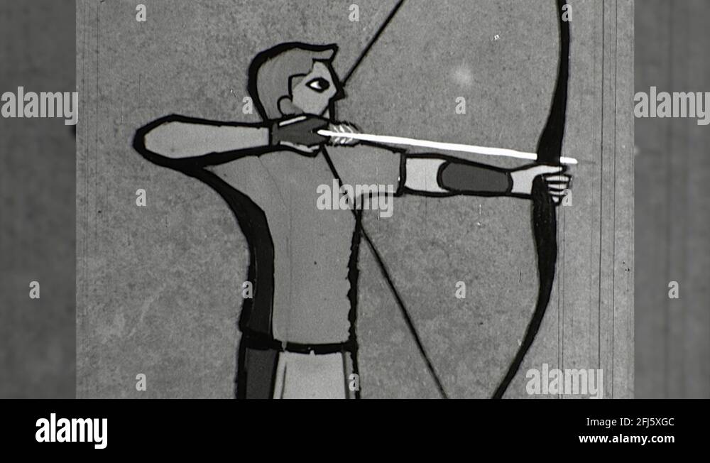 1950s Graphic Archery Archer Bow Arrow Target Shoots Arrow Vintage Film ...