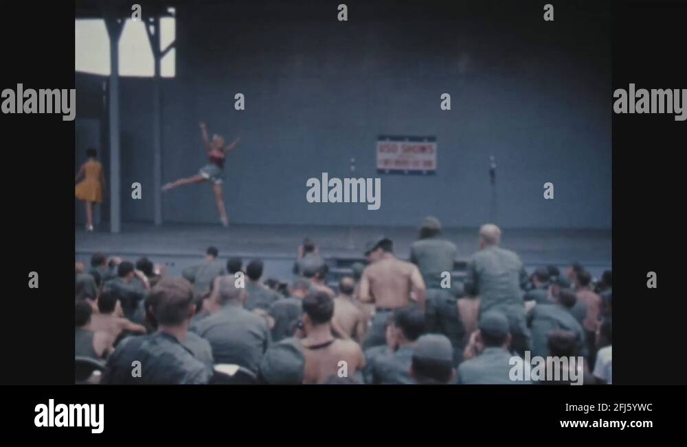 Miss America Judith Ford do gymnastics on stage in Miss America USO ...