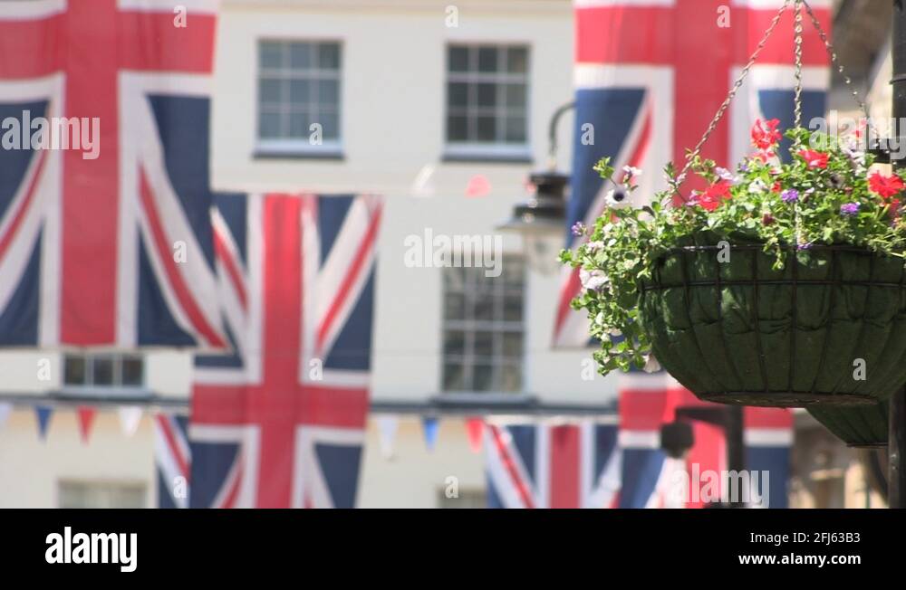 Union Jack flags hanging down over London Stock Video Footage - Alamy