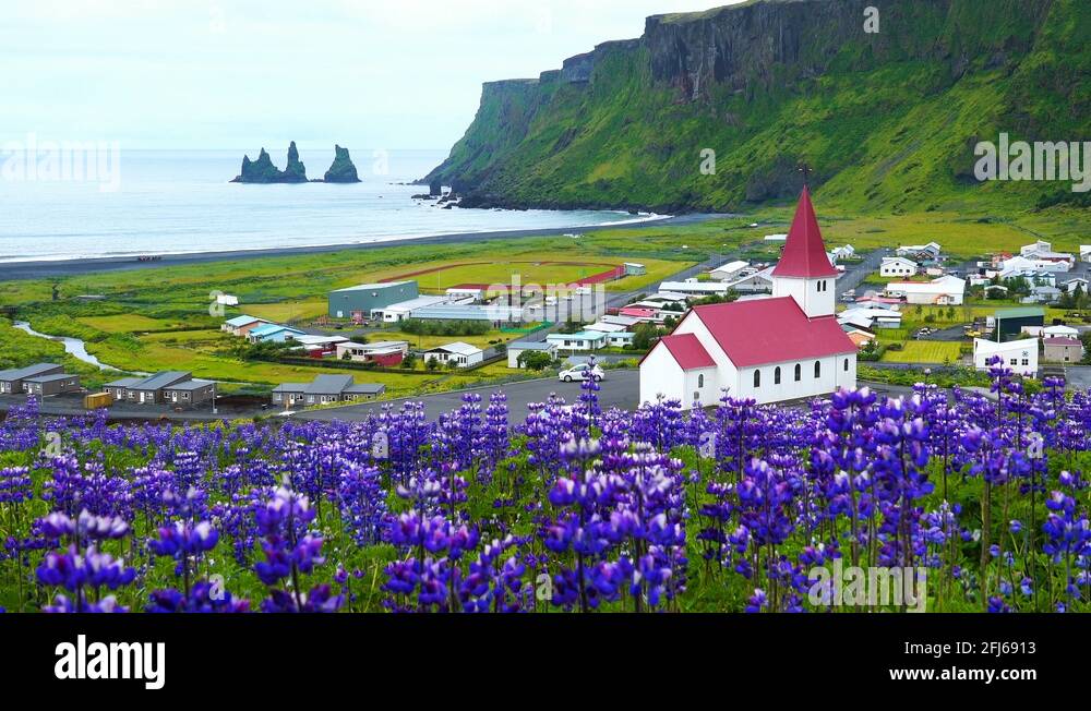 Vik iceland red roof church Stock Videos & Footage - HD and 4K Video ...