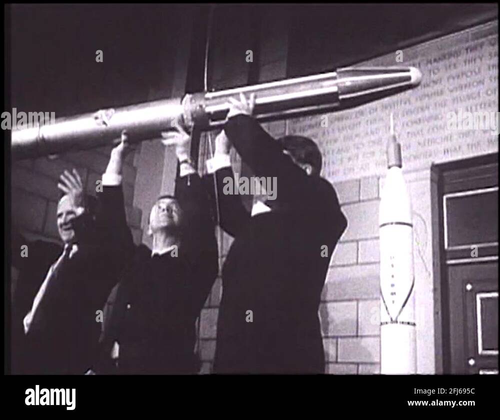 United States commanders lifted dummy Explorer 1 rocket - 1958 Stock ...