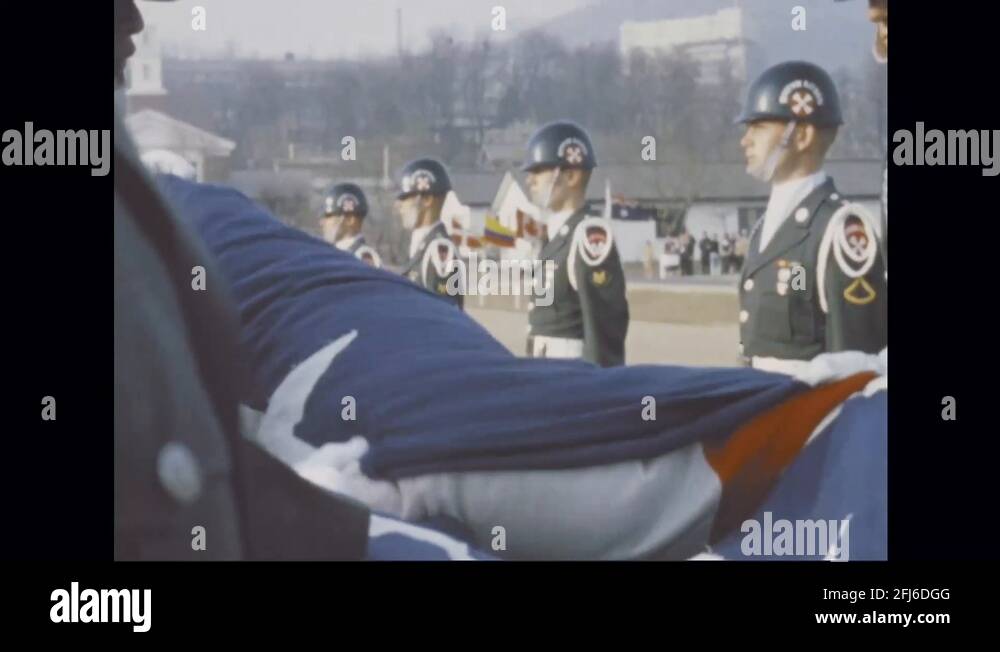 Honor guards roll the flags after the parade - 1970 Stock Video Footage ...