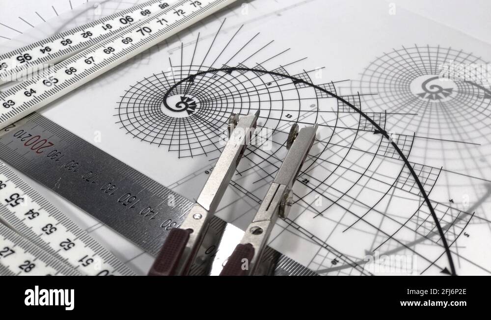 Blueprints - compass, yardstick - folding ruler and golden section ...