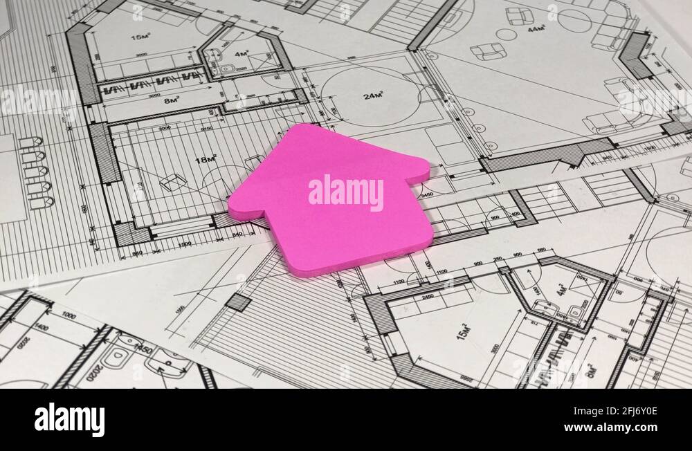 Blueprints - architectural drawings and house symbol from a pack of ...