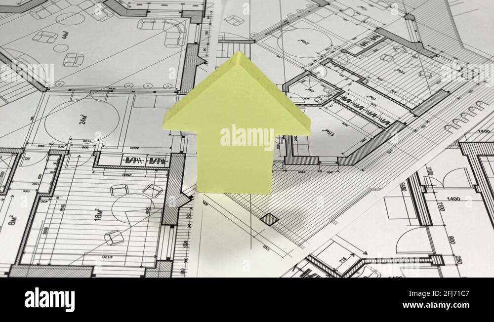 Blueprints - architectural drawings and house symbol from a pack of ...