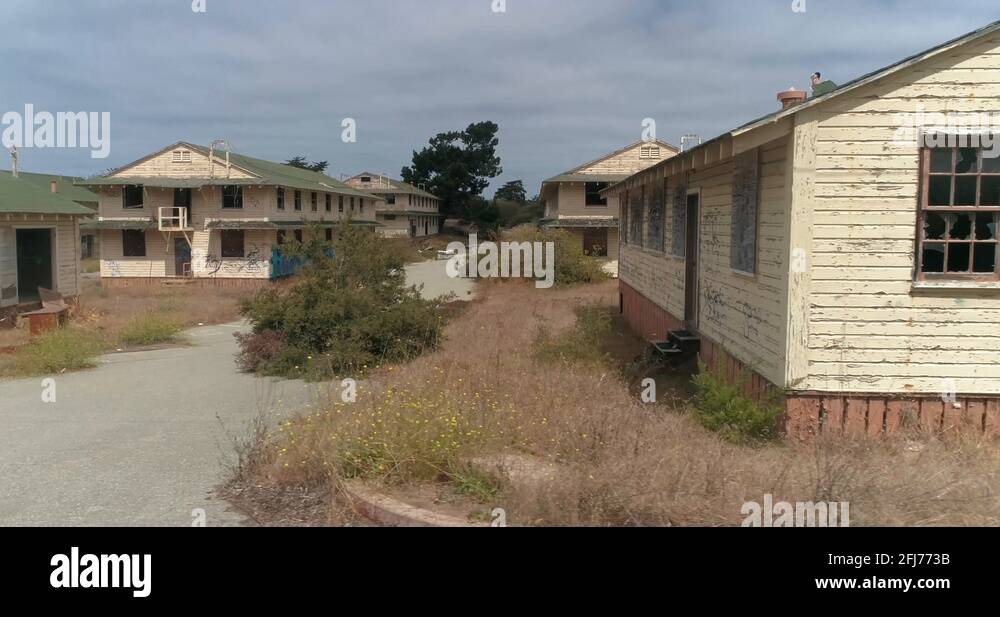 Aerial shot of Abandoned Military Base Barracks, Fort Ord Near ...