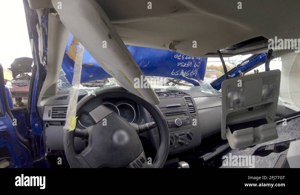 Inside a Crashed Car From Road Accident Wrecked Vehicle Stock Video ...
