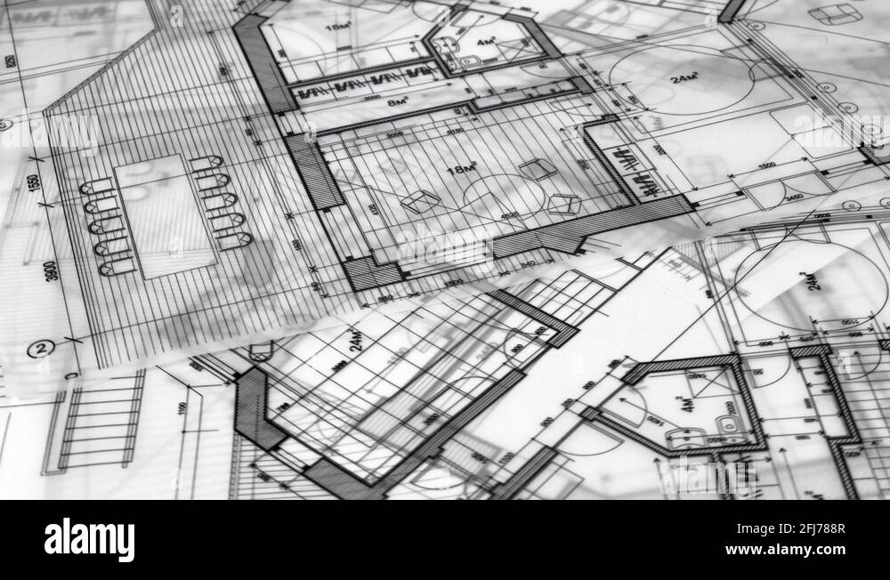 Architectural Blueprints - architectural plan of a modern house Stock ...