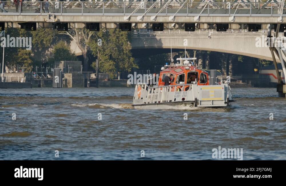 London, Fire Rescue boat, maneuvering on River Thames Stock Video ...
