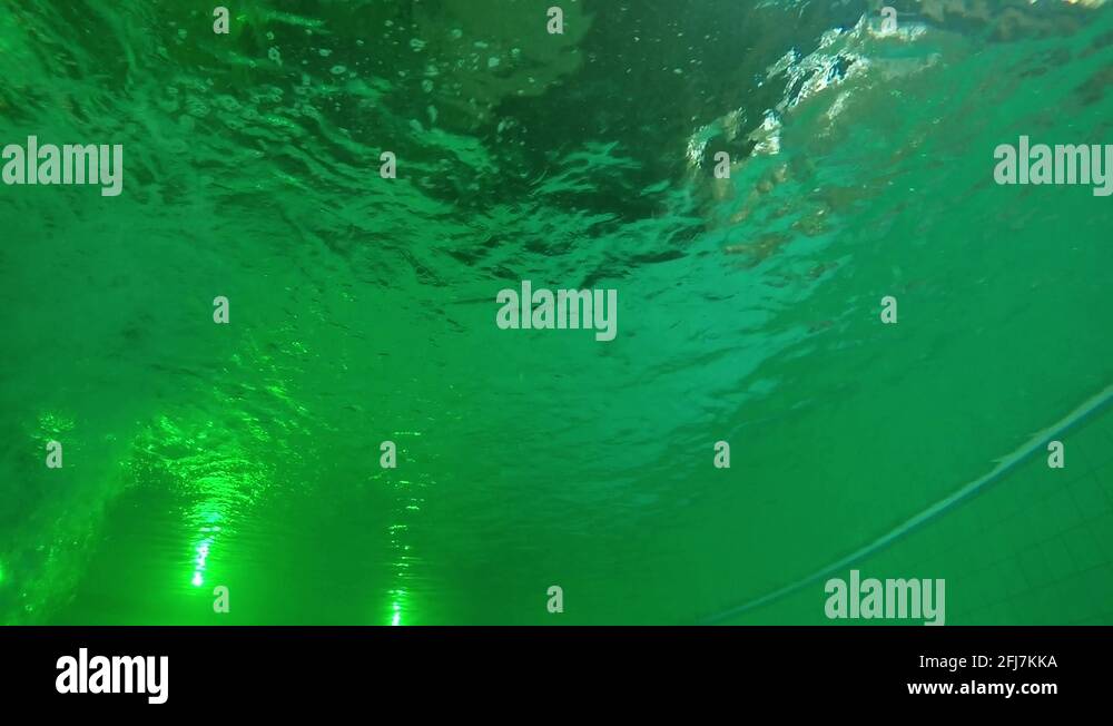 Bubbles are rising to the water surface of the swimming pool Stock ...