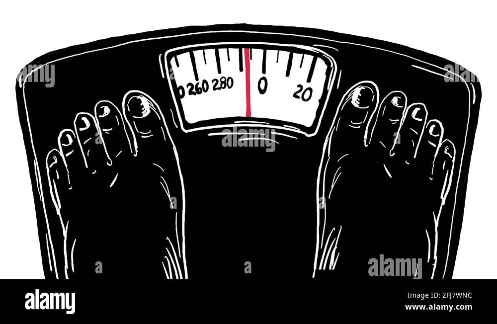 Fat Obese Feet Weighing Scale Drawing 2D Animation Stock Video Footage ...