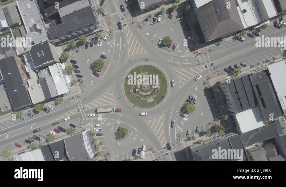 A breathtaking birds eye view of a beautiful town square in the summer ...