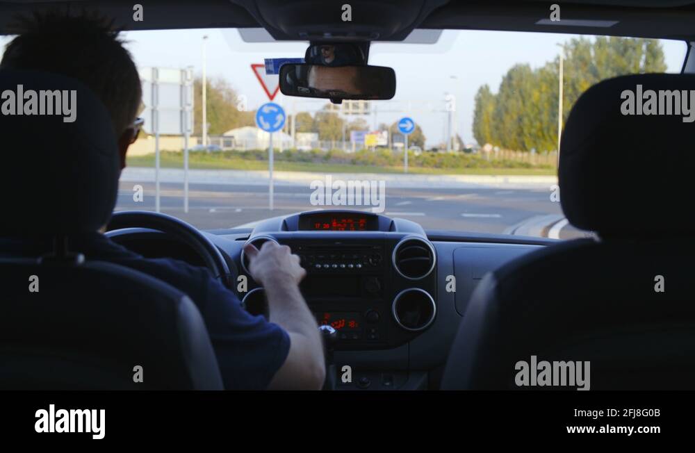 Driving into a roundabout view from inside the car 4K Stock Video ...