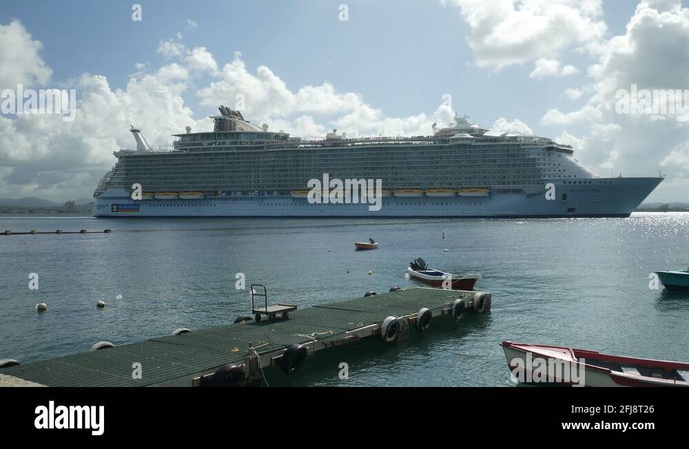 Cruise Ship Allure of the Seas leaving San Juan Harbor. Sequence 2 of 5 ...