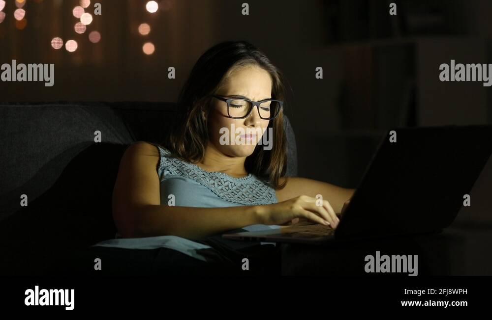 Woman pc at night worried Stock Videos & Footage - HD and 4K Video ...