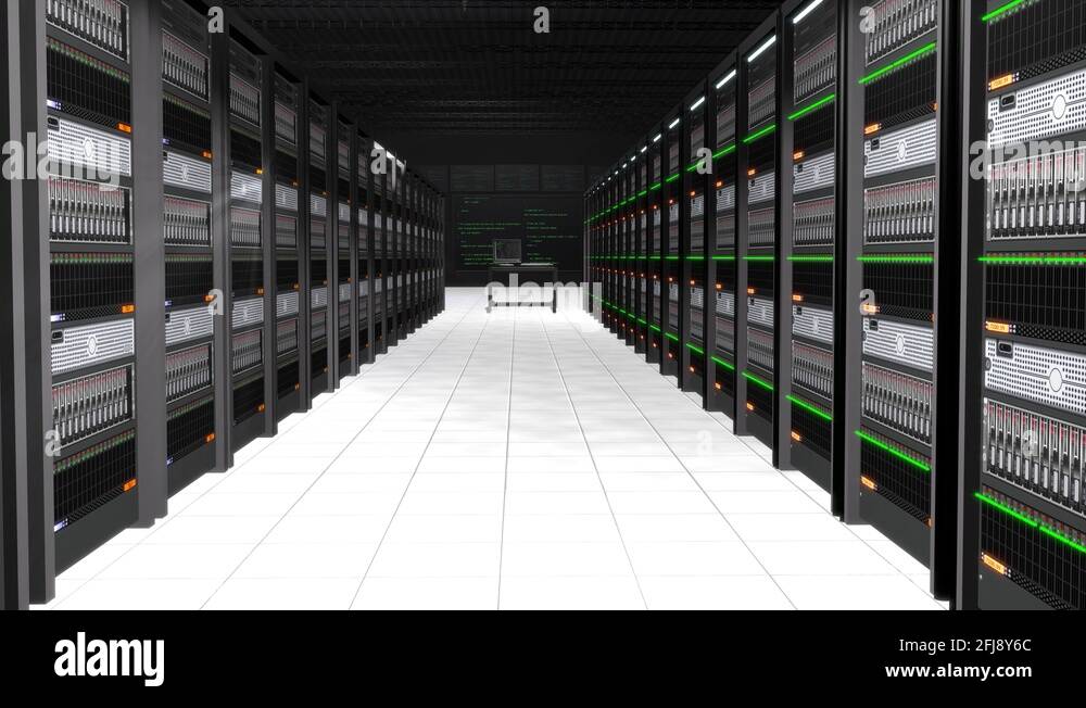 Data Center, Animation of rack servers in a data center Stock Video ...