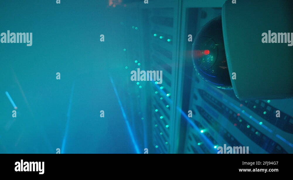 Security cam capturing fire in server room Stock Video Footage - Alamy