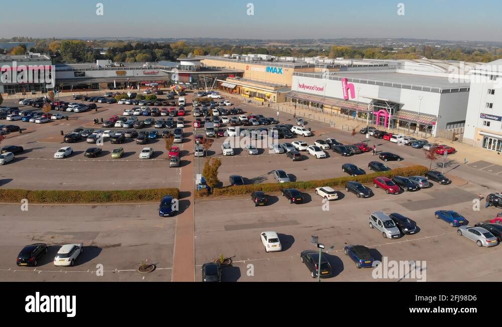 A gentle rise over the Leisure Park car park in Basildon revealing the ...