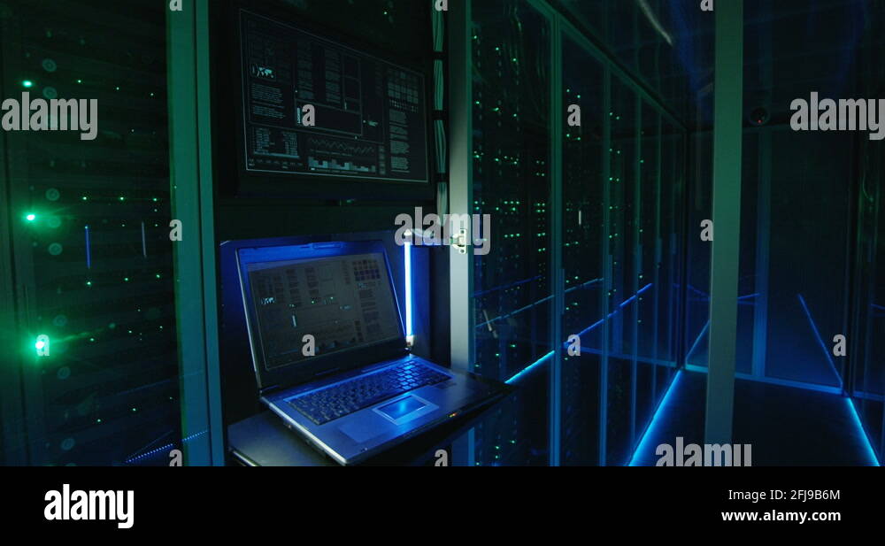 Computer login screen in a modern data center Stock Video Footage - Alamy