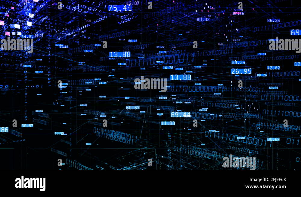 4k computer cloud,The Matrix style binary code,financial digital data ...