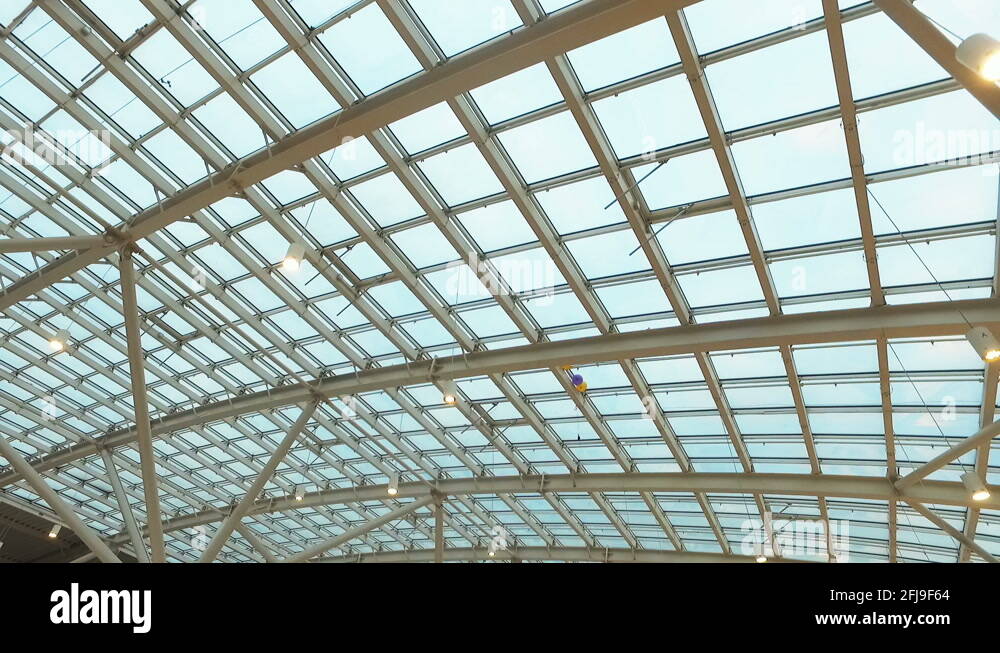 glass roof of a modern building. Overlapping roof of the building Stock ...