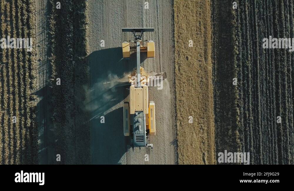 Series 1 of 2 clips: Top View of Road Grader on Gravel Road Stock Video ...