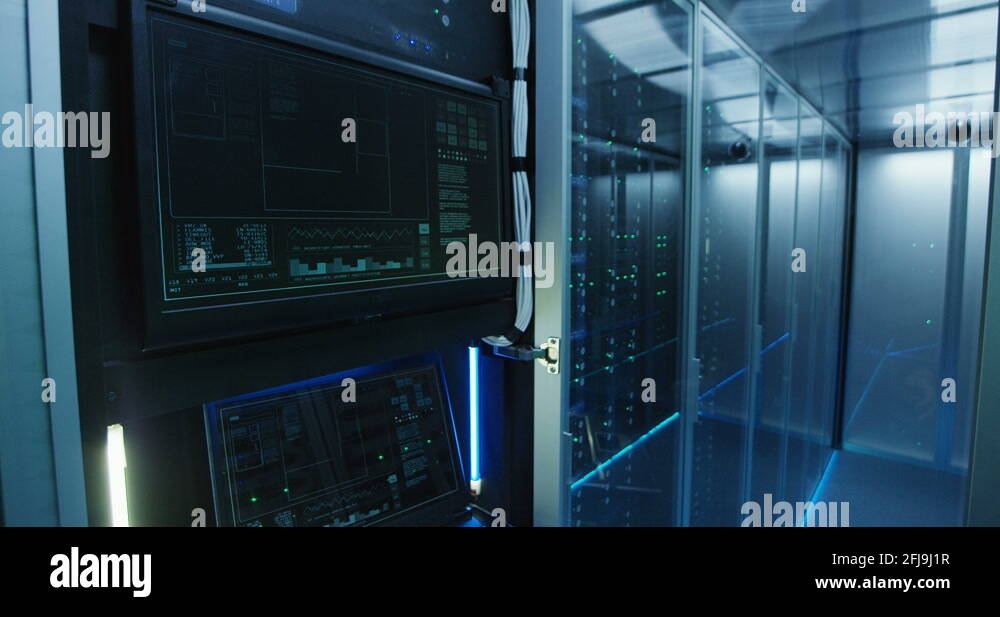 Computer login screen in a modern data center Stock Video Footage - Alamy