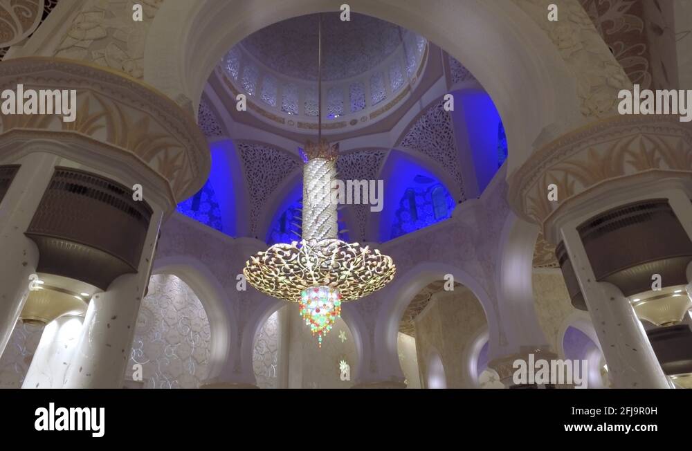 ABU DHABI, U.A.E. - JAN, 2018: expensive and rich interior of praying ...