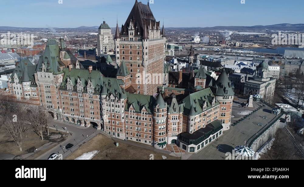 The beautiful Frontenac castle in Quebec city, Canada Stock Video ...
