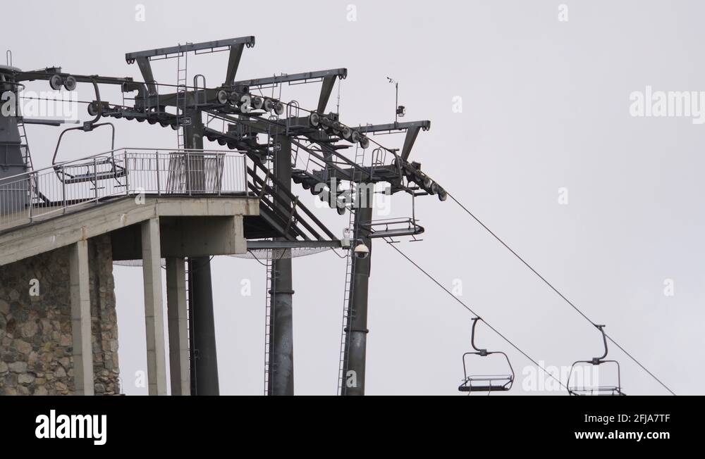 Ski chair lift station at mountains (static shot Stock Video Footage ...