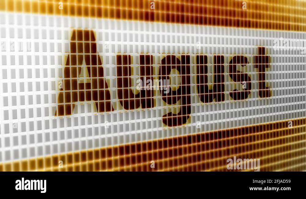 "August" on the Screen. 4K Resolution. Encoder Prores 4444. Looping ...