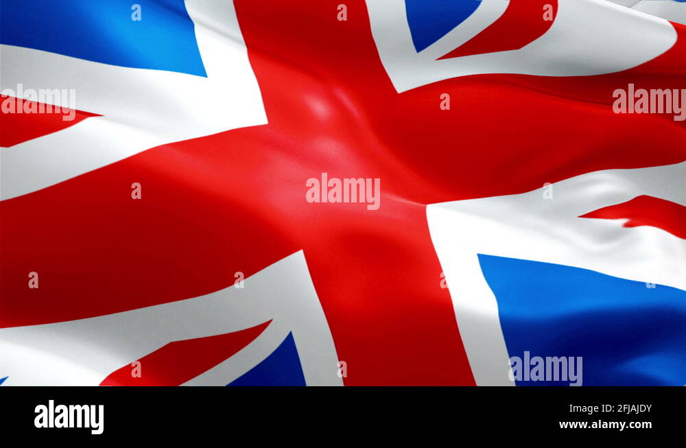 British Flag Wave Loop waving in wind. Realistic UK Flag background ...