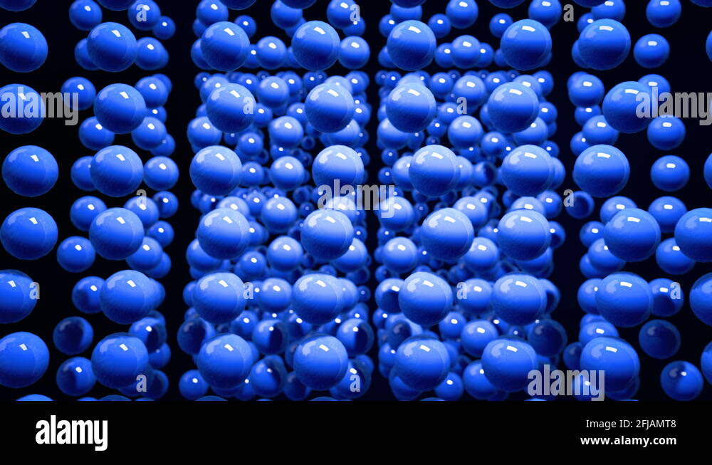 4k motion graphics looped animation with depth of field, blue spheres ...
