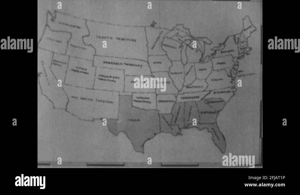 1940s: Map of the United States. Southern states are highlighted. 1800s ...