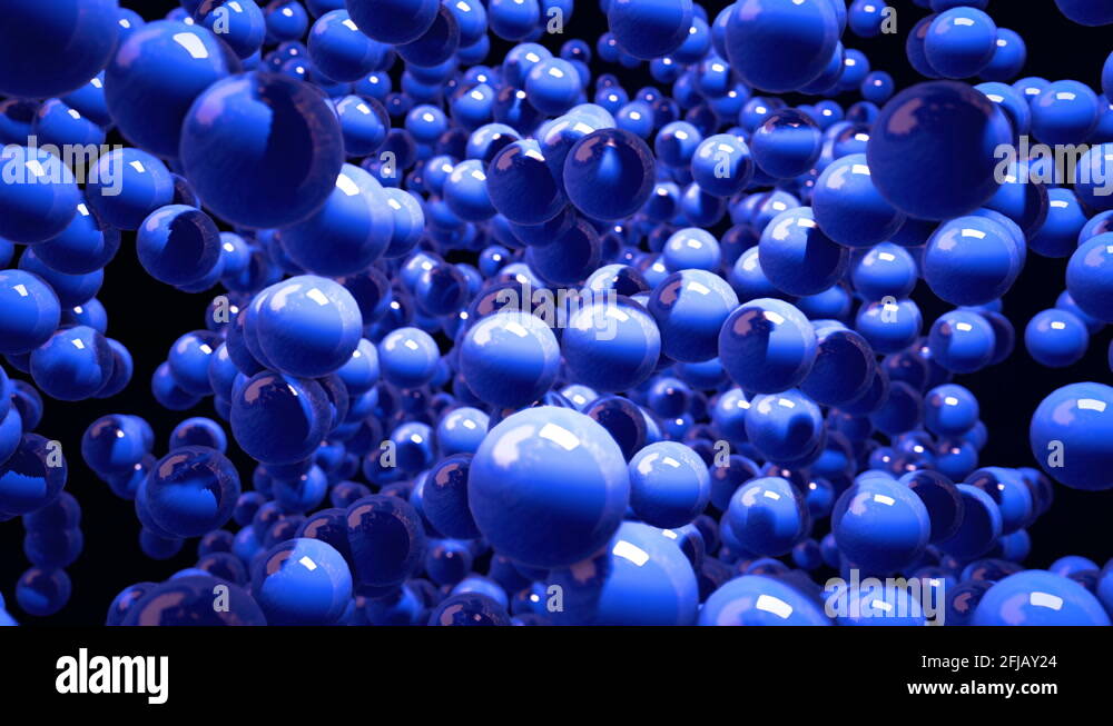 4k motion graphics looped animation with depth of field, blue spheres ...
