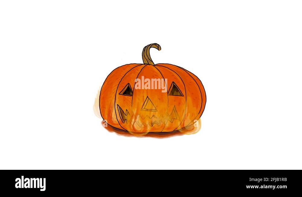 Jack O Lantern Light Flickering Drawing 2D Animation Stock Video ...