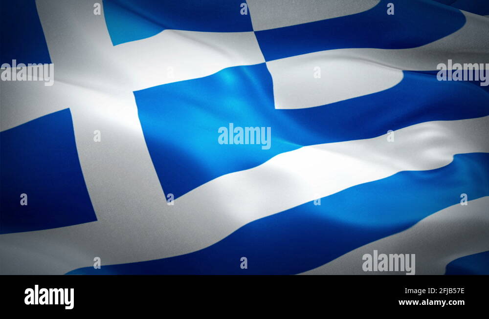 Greek flag Closeup 1080p Full HD 1920X1080 footage video waving in wind ...