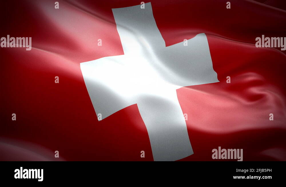Switzerland waving flag. National 3d Swiss flag waving. Sign of ...