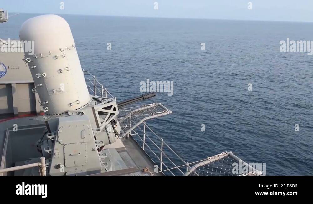 CIWS is fired aboard the aircraft carrier CVN 77 - 2018 Stock Video ...