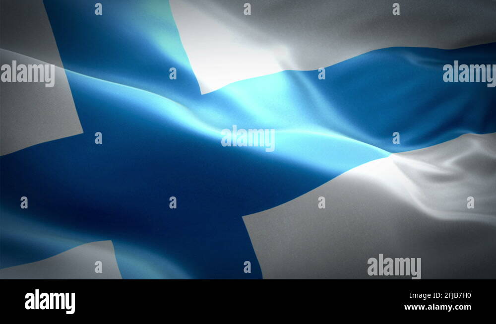 Finland waving flag. National 3d Finnish flag waving. Sign of Finland ...