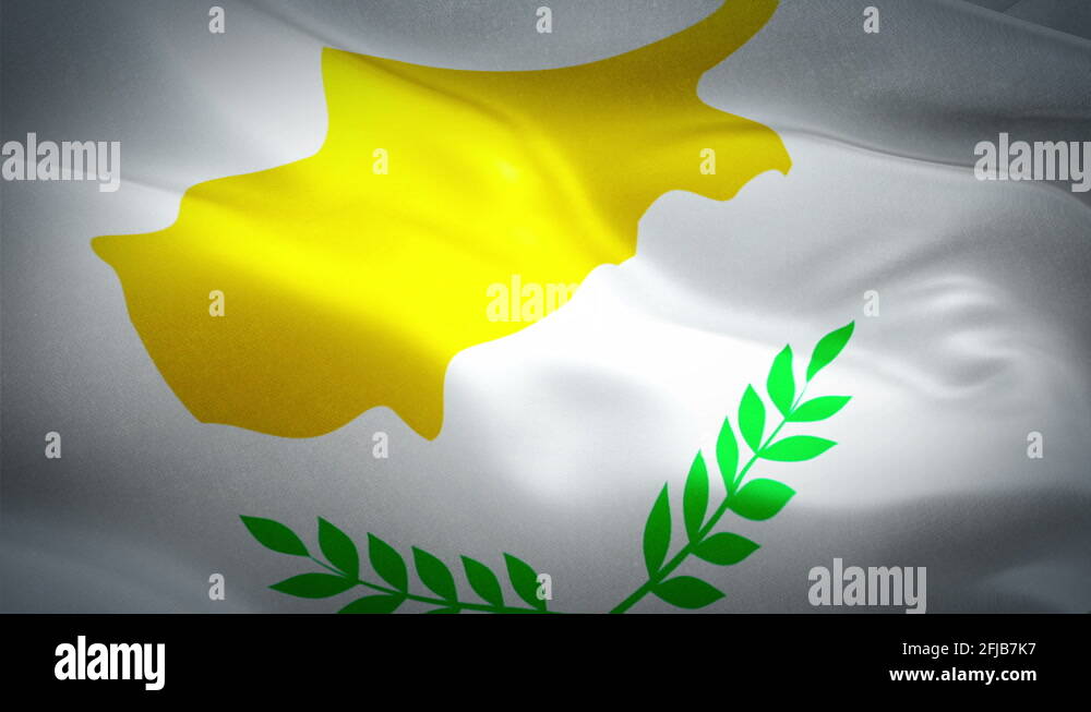 Cyprus Flag Wave Loop waving in wind. Realistic Cypriot Flag background ...