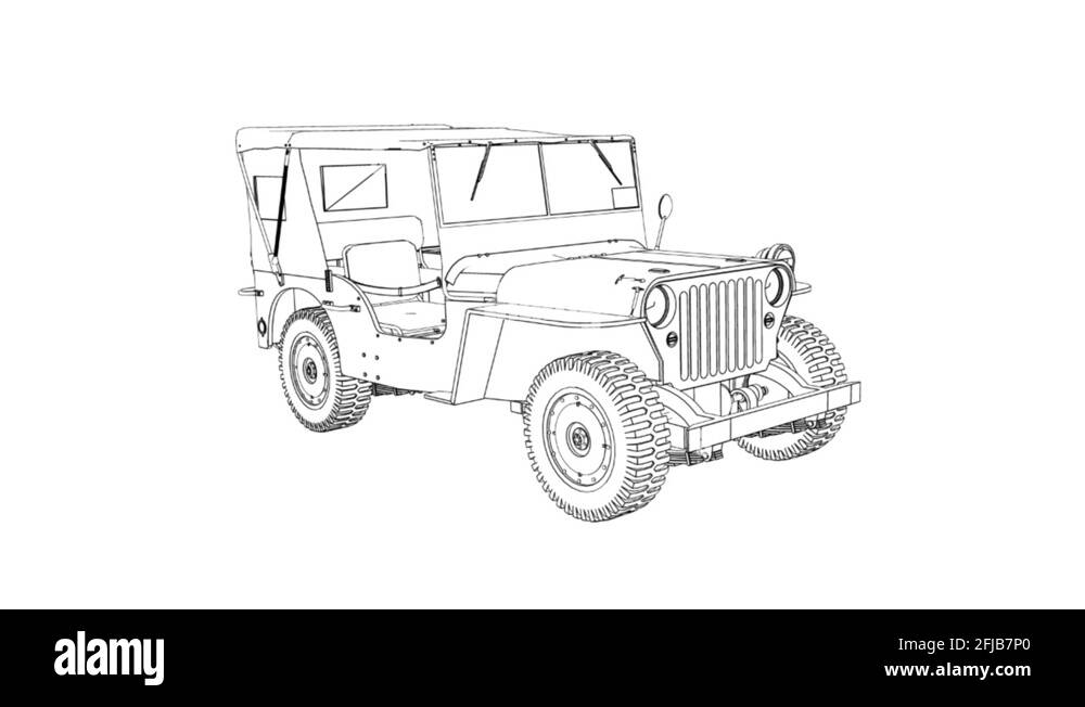 Draw Willys Jeep 720P Stock Video Footage - Alamy