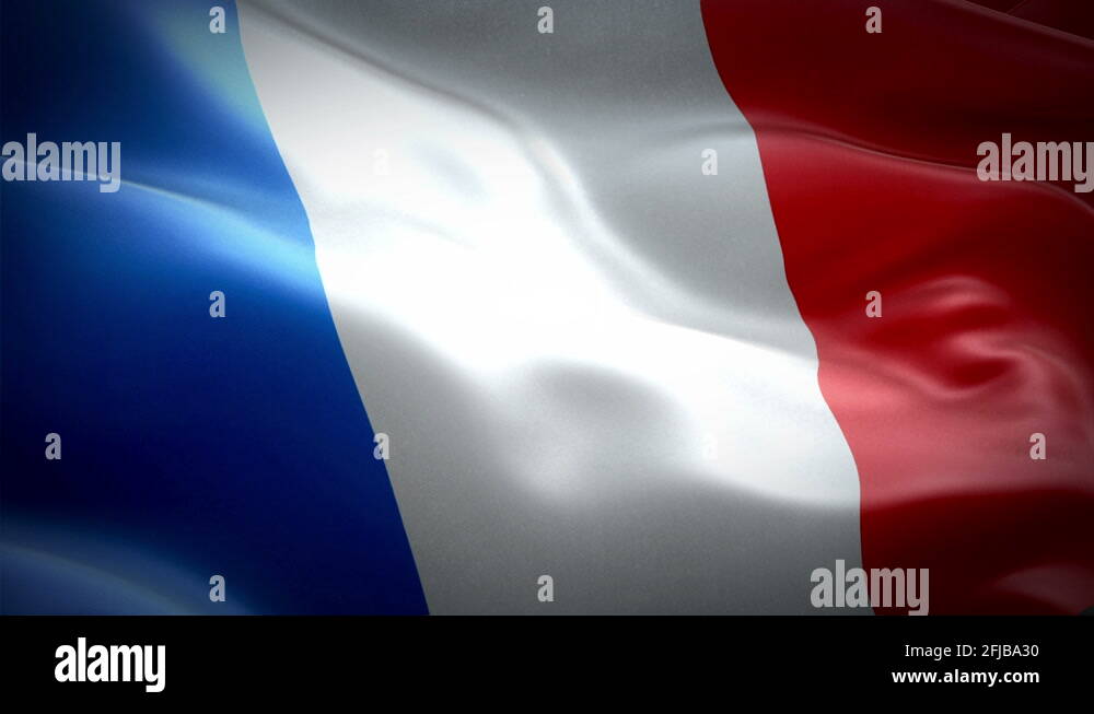 France Flag Wave Loop waving in wind. Realistic French Flag background ...