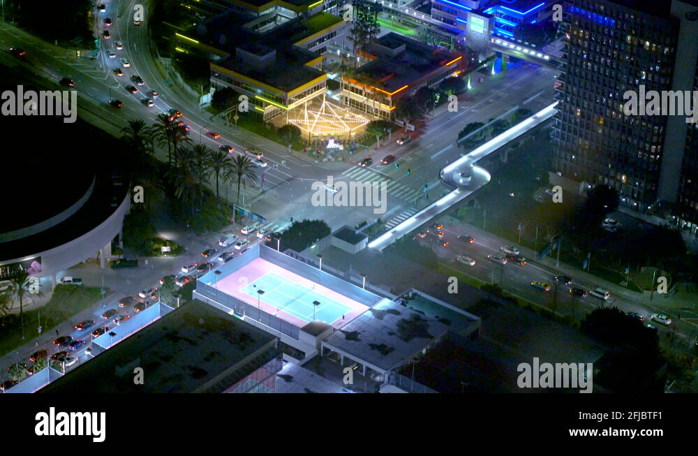 Overview of Rush Hour Highway Traffic Jam in Los Angeles -Intersection ...