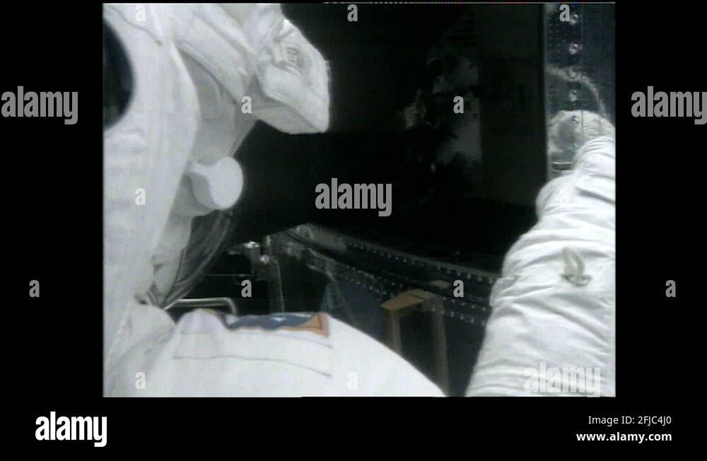 NASA astronauts works on Hubble Space Telescope - 1990 Stock Video ...