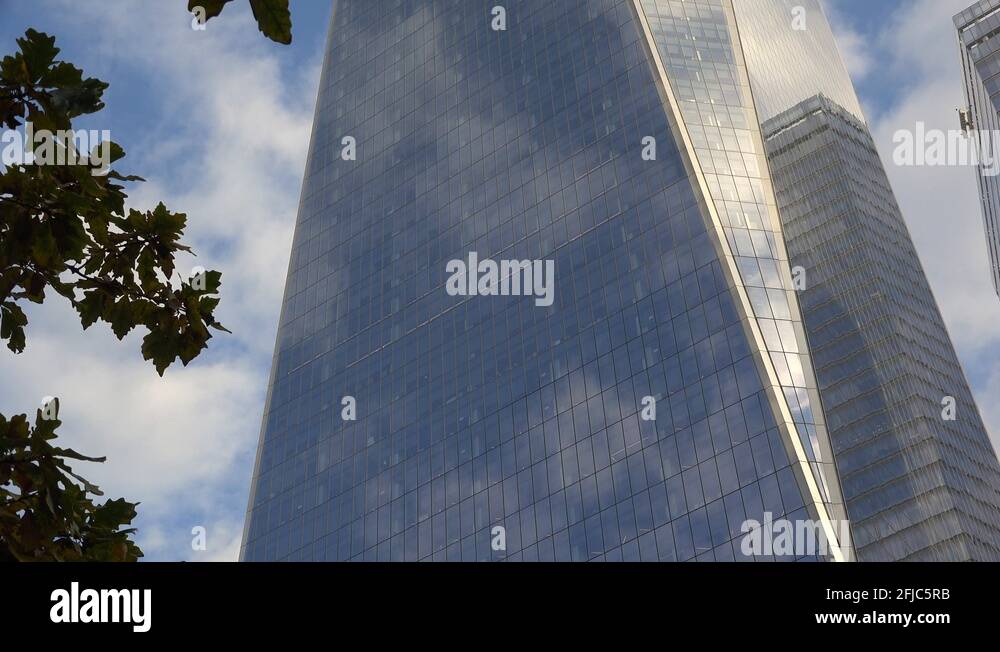 Freedom Tower, plane flying in reflection of tower Stock Video Footage ...